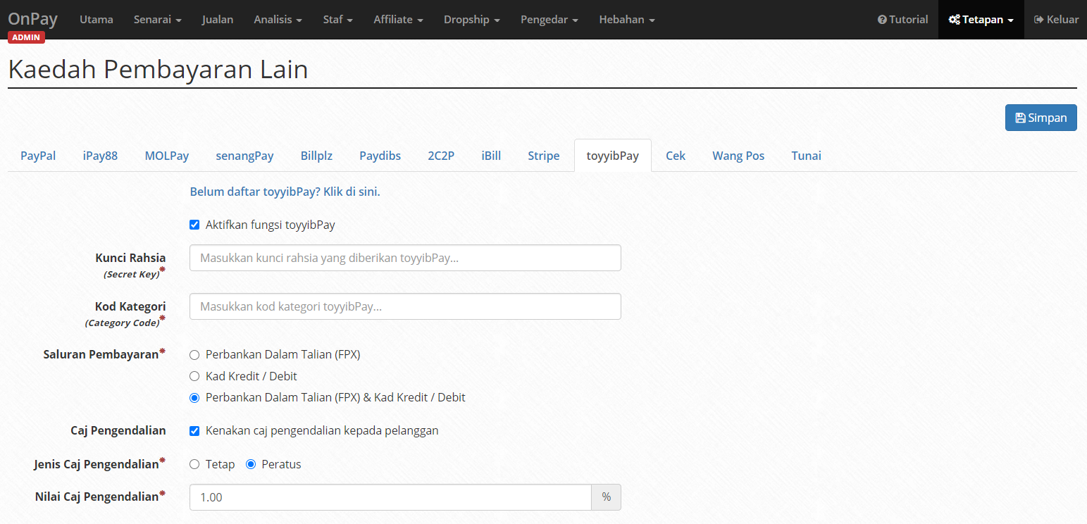 Kaedah Pembayaran Lain – Tutorial OnPay