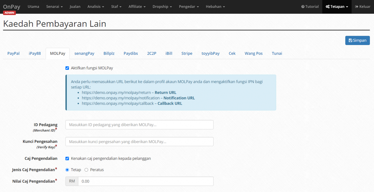 Kaedah Pembayaran Lain – Tutorial OnPay