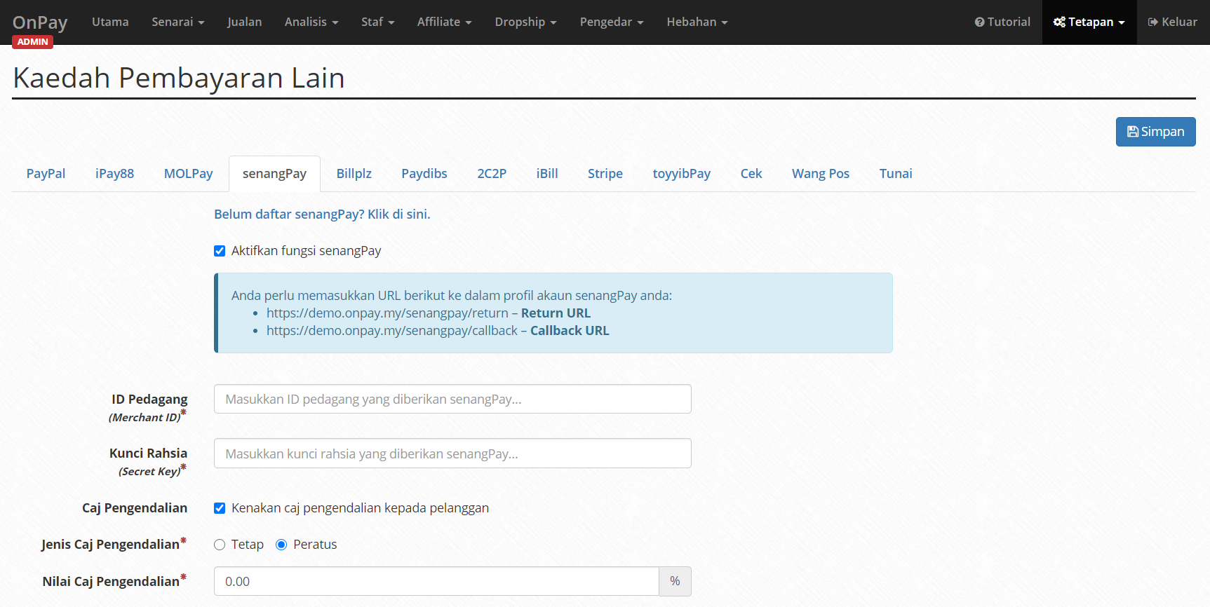 Kaedah Pembayaran Lain – Tutorial OnPay