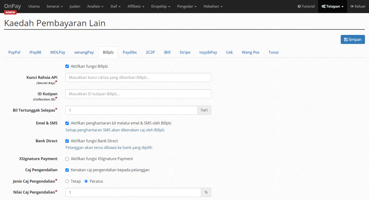 Kaedah Pembayaran Lain – Tutorial OnPay