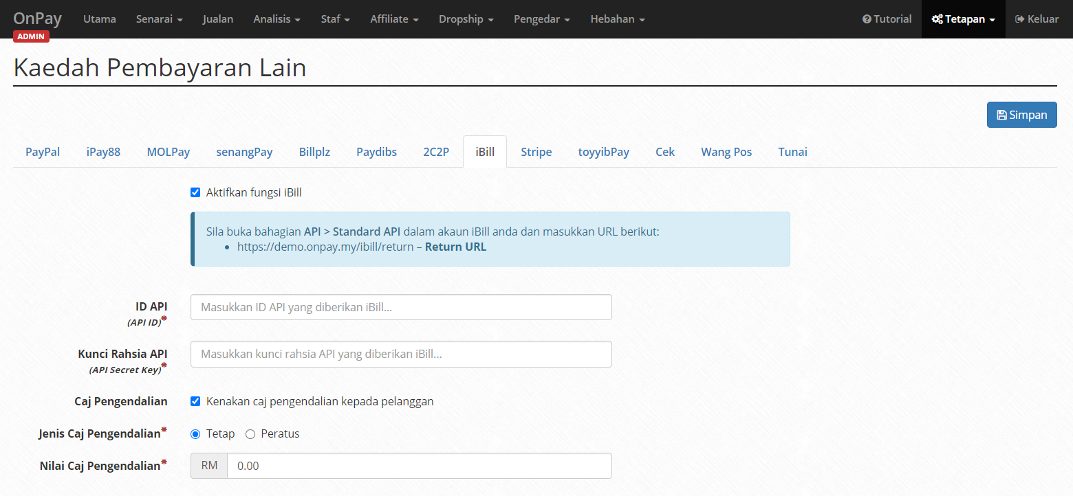 Kaedah Pembayaran Lain – Tutorial OnPay